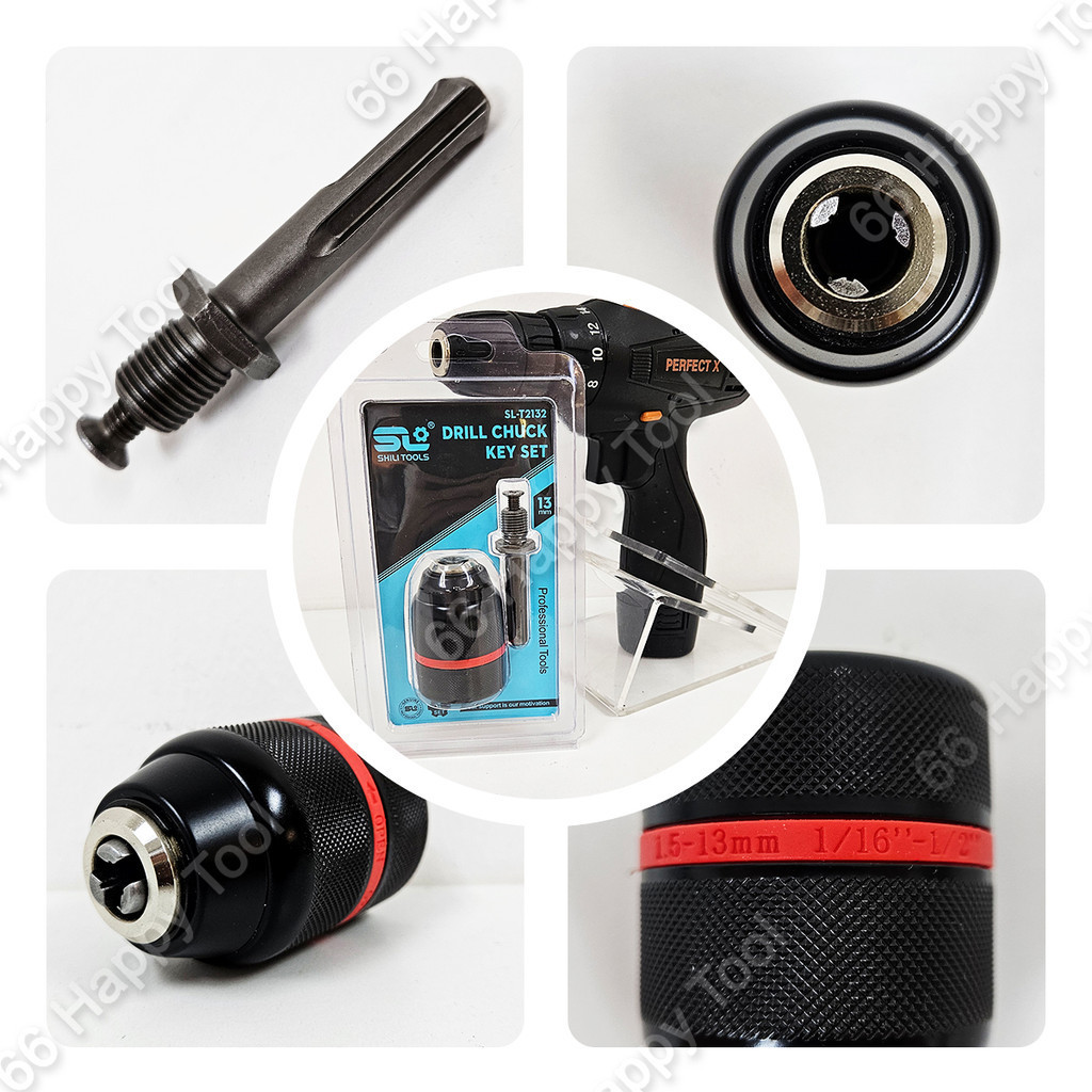 Shili Tools 1.5-13mm Drill Chuck for Hand Drill Tight Thread Adaptor ...