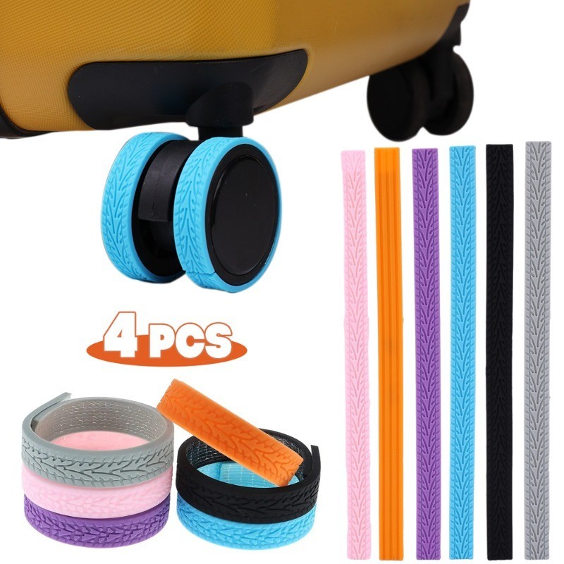 4Pcs Luggage Wheel Protectors - Silicone Material - Non-slip Denoising ...