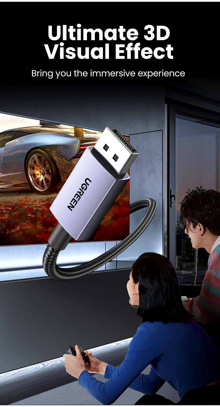 UGREEN DisplayPort 2.1 Cable 16K30Hz 10K60Hz High Speed 80Gbps ...