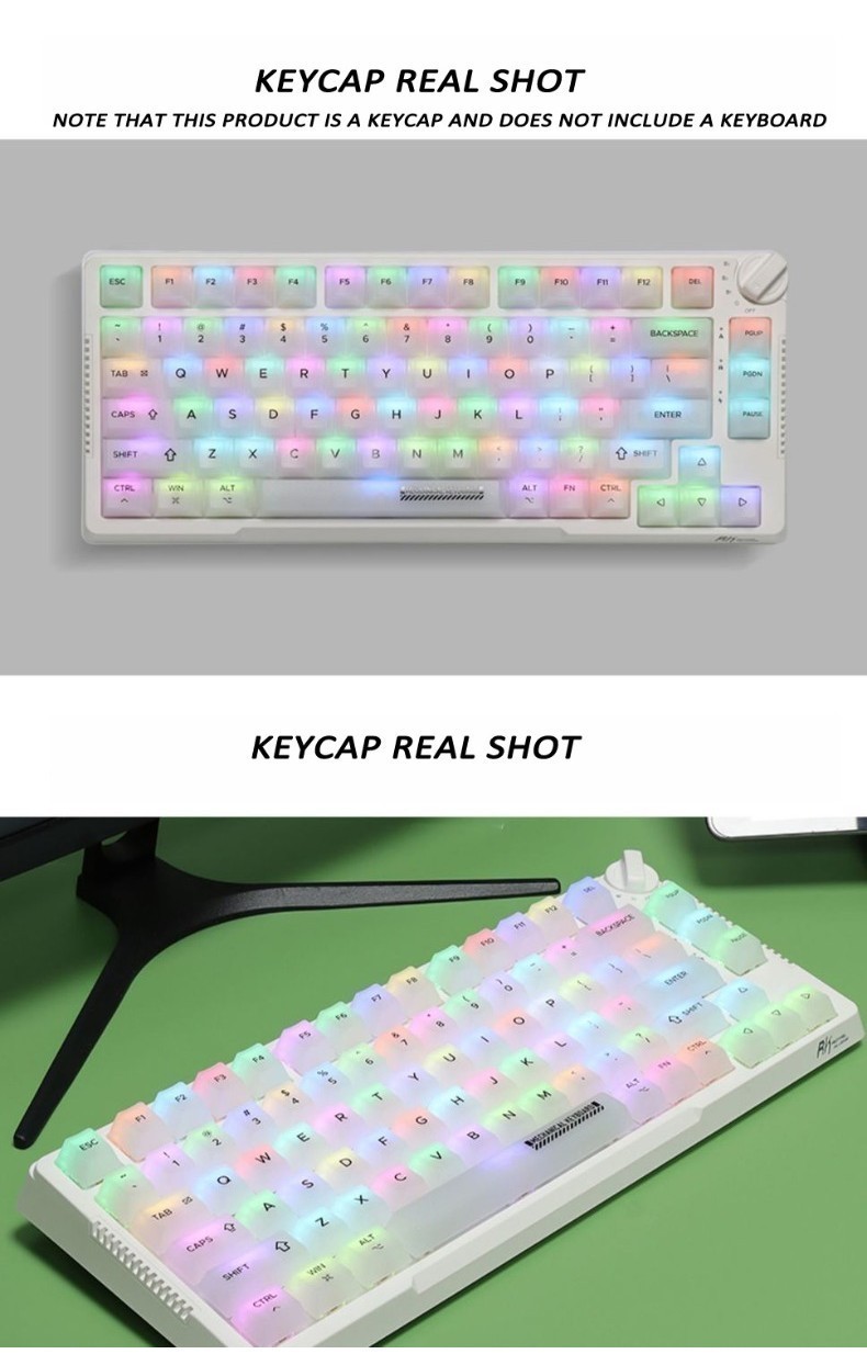 122 Keys Milky White Keycap Frosted Fog Transparent Matte PC ABS ...
