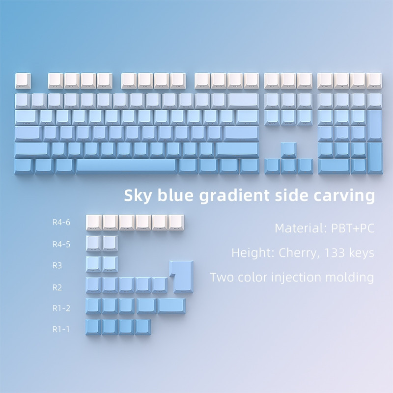 Gradient Side Front Print Full Set Keycaps OEM Profile Doubleshot Shine ...