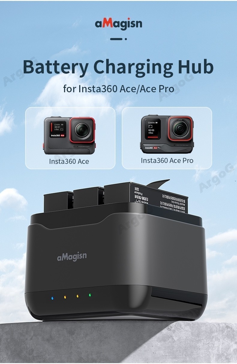aMagisn Fast Battery Charger Hub for Insta360 Ace Pro/Ace with Micro SD ...