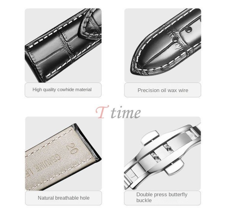 Cowhide Genuine Leather Watch Straps for Fossil Watch Butterfly Clasp ...