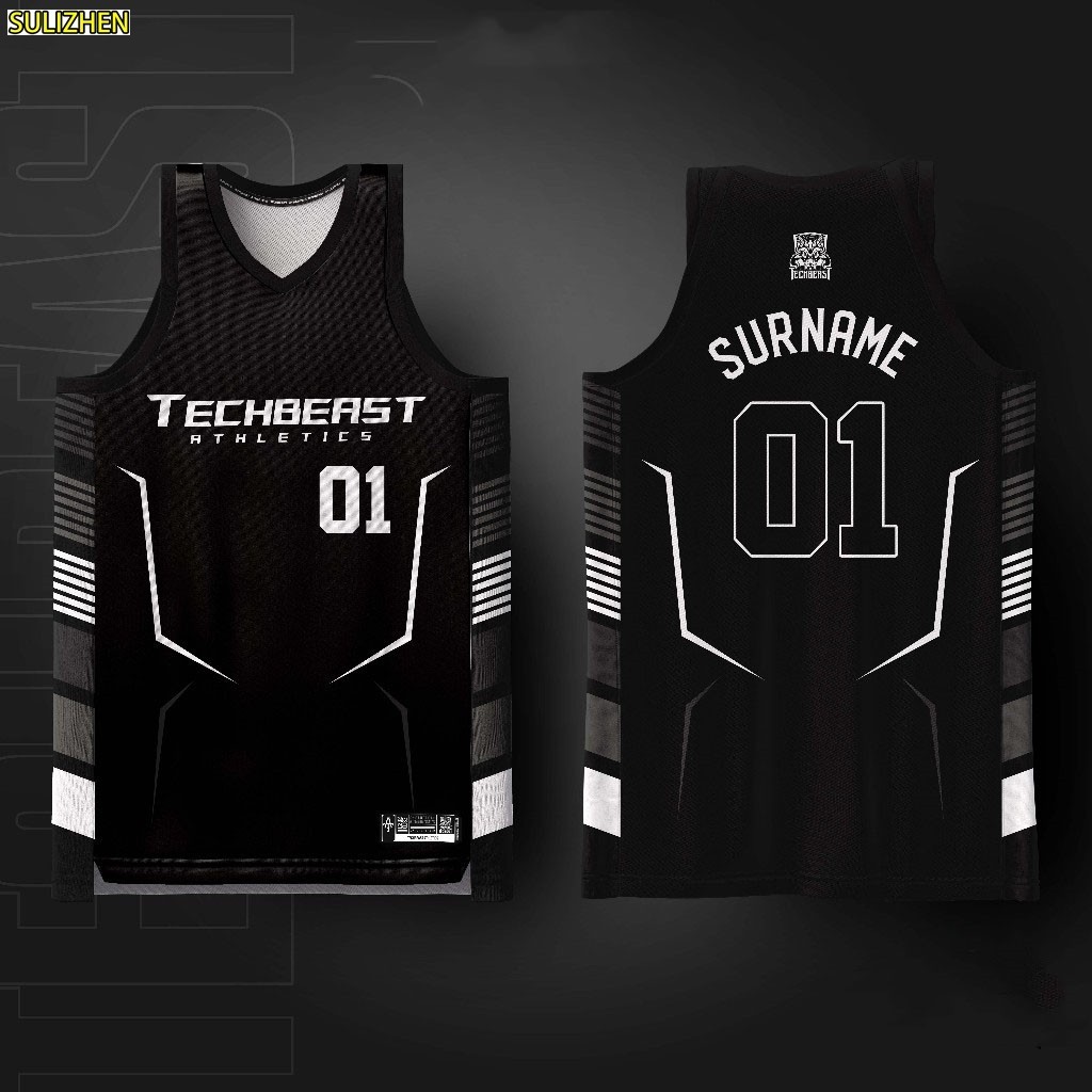 Jetblack Full Sublimation Basketball Jersey Techbeast ( CUSTOM NAME + NUMBER ) | Shopee Singapore
