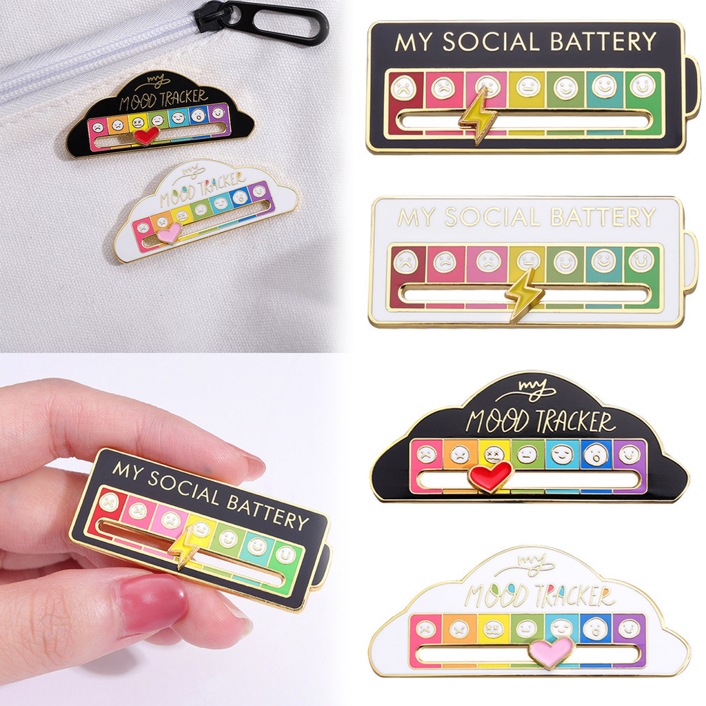 MY SOCIAL BATTERY Interactive Enamel Pins 7 Days creative battery ...