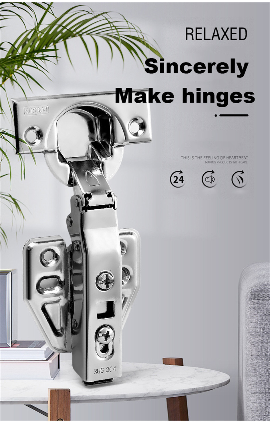 2Pcs Stainless Steel Cabinet Door Hinges Hydraulic Damper Buffer Soft ...