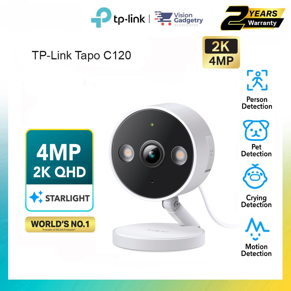 TP-Link Tapo C120 Wifi Camera Home Security 4MP 2K Full HD IP Camera ...