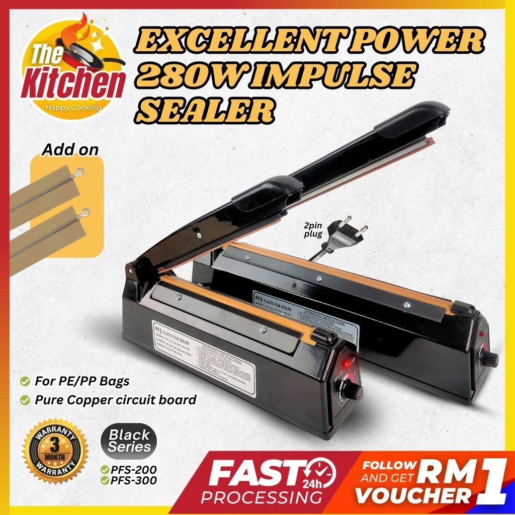 Impulse Sealer Black Series 200mm 8 Inch / 300mm 12 Inch Plastic Film ...