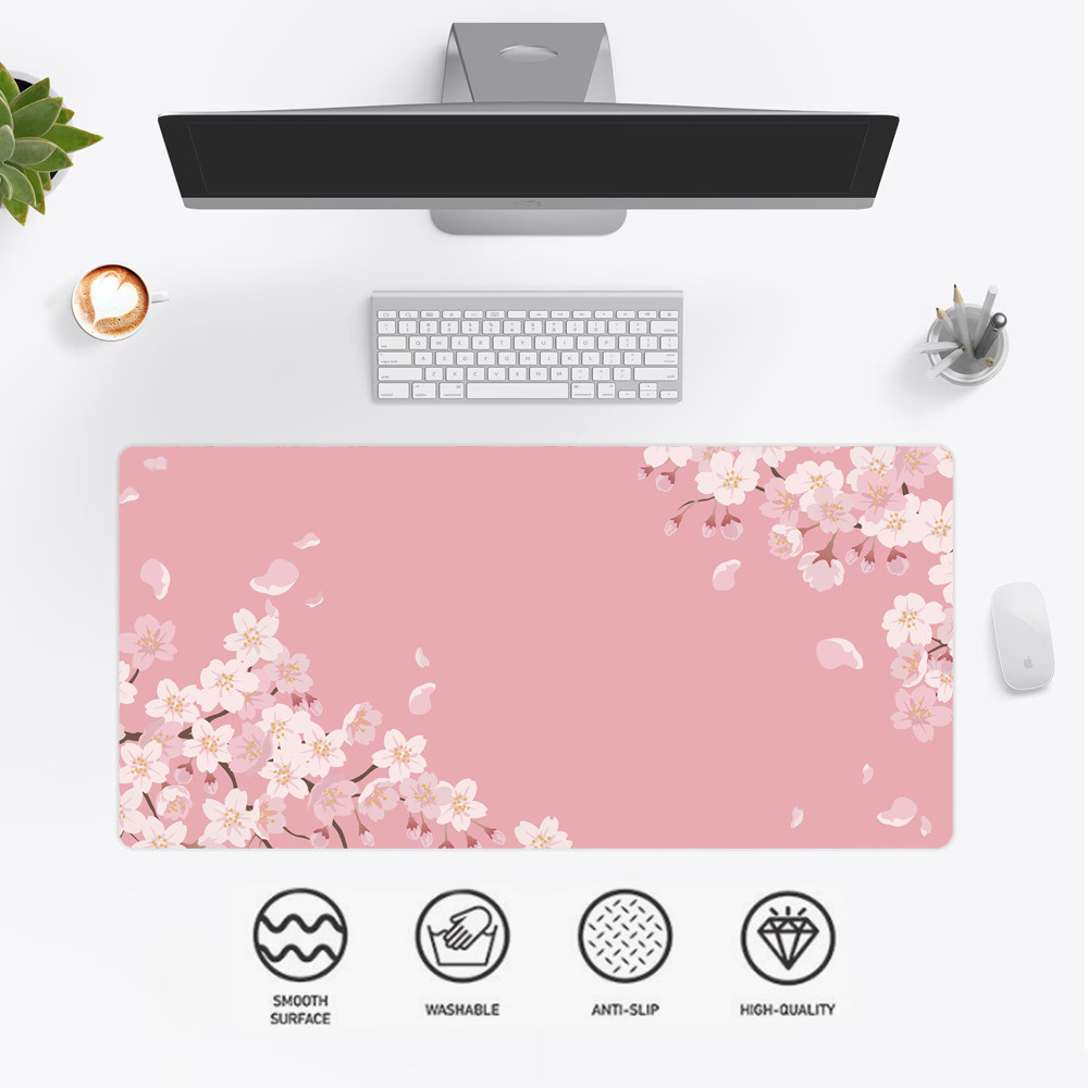 Cherry blossom Desk Mat Pink Sakura Mousepad Cute Kawaii Aesthetic ...