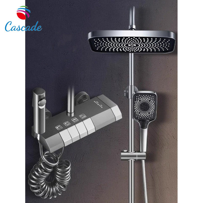 Gun Grey Bathroom Shower Head Temperature Shower Set Constant Piano ...