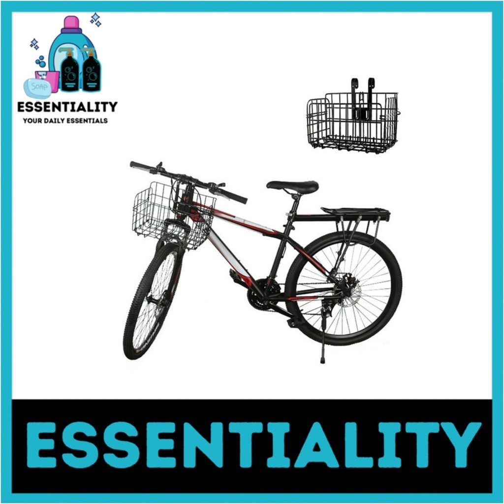 (ESSENTIALITY) Bike Frame Basket Fold-Up Bike Basket Wire Mesh Fold-Up ...