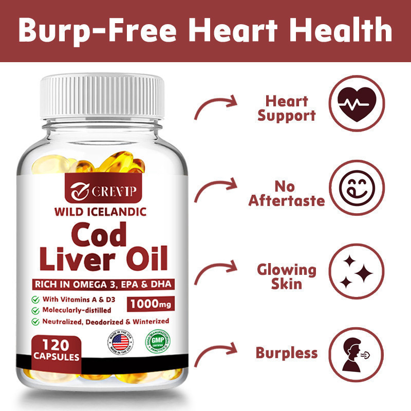 GREVIP Wild Icelandic Liver Oil Capsules - Rich in OMEGA 3, EPA, DHA ...