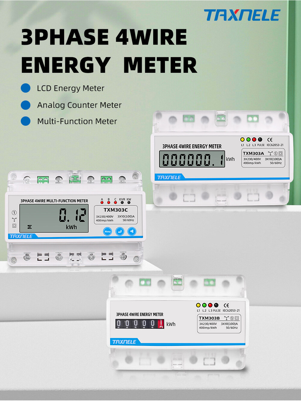 Digital Display Energy Meter 380V 100A LCD Counter 7P Electronic Watt ...