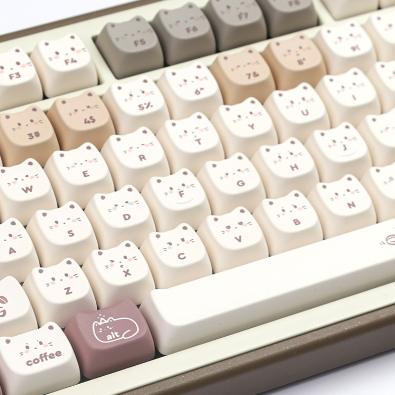 PBT Keycap MAO Coffee Kitten Keycap Cat shaped Cute Dye Sublimation ...