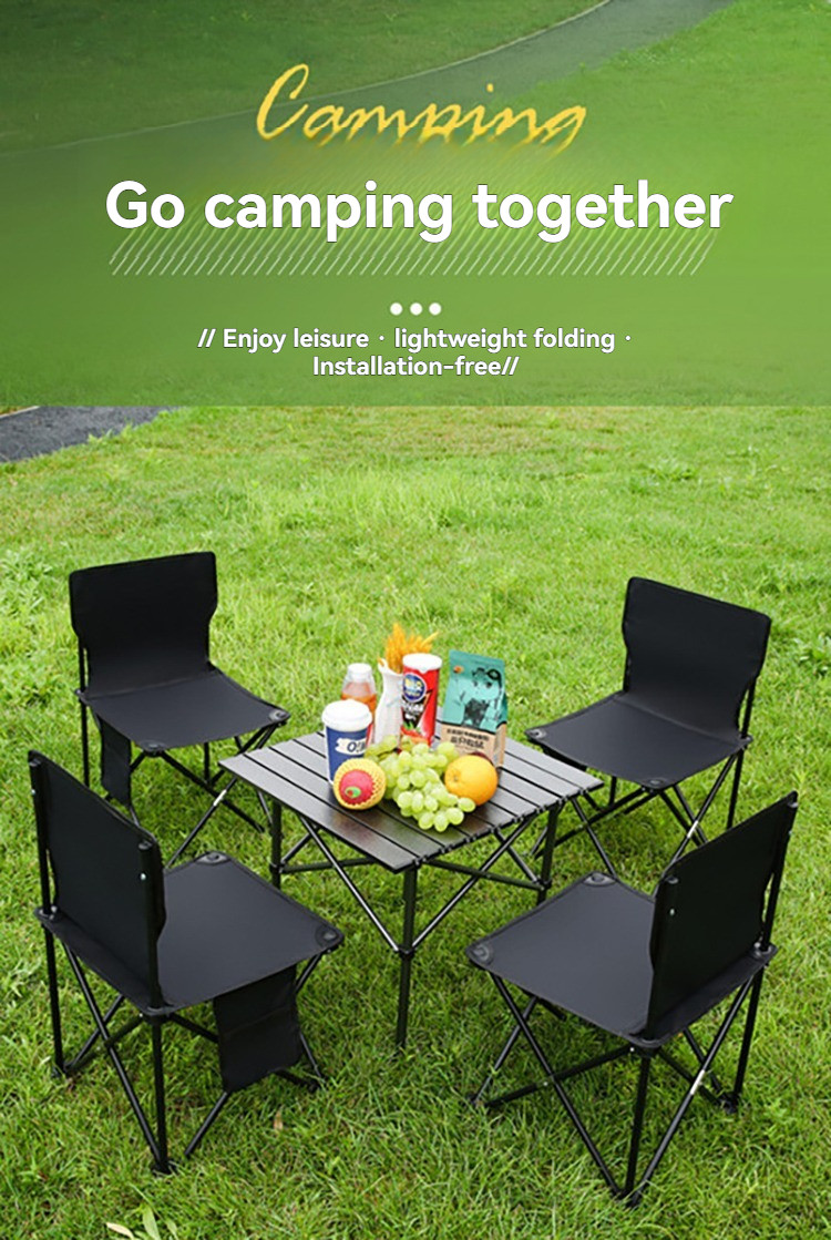 Portable Folding Camping Table and Chair Set Ultralight Aluminum Alloy ...