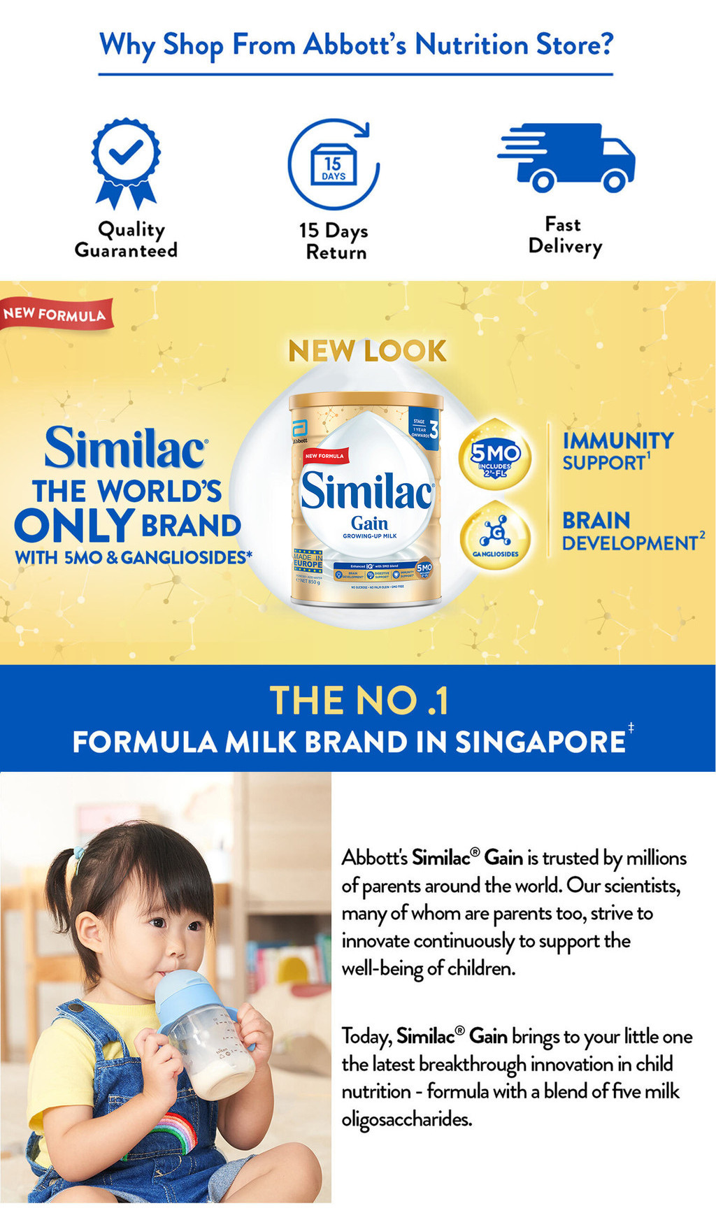 Similac Gain 5MO Stage 3 Growing-Up Baby Milk Powder Formula 800g (1 ...