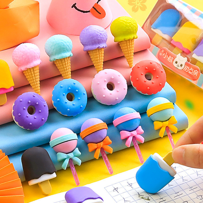 Cute Ice Cream Cake Shaped Erasers Set - Perfect Birthday Gift for ...