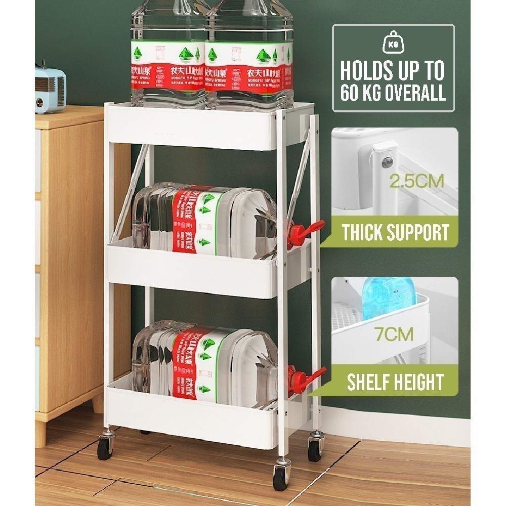 🇸🇬Koala Home🔥Foldable Trolley Rack/Trolley Shelf/Kitchen Shelf Movable ...