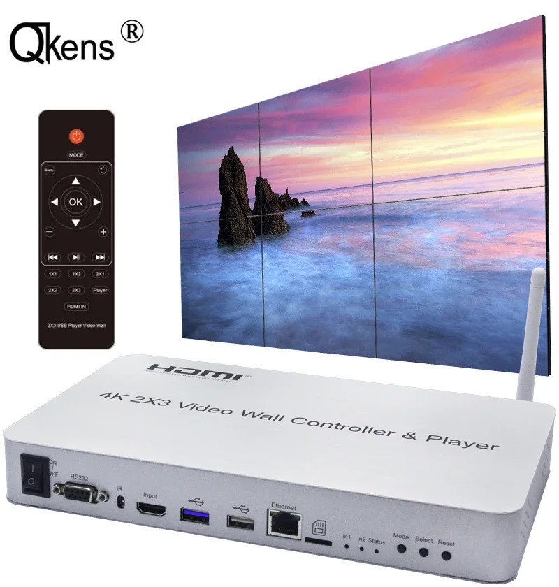 4K 2x3 6 Splicing Screen Processor 2x2 4 TV Wall Controller HDMI Video ...