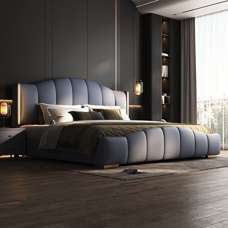 LALA Italian style light luxury bed, double master bedroom, large bed ...
