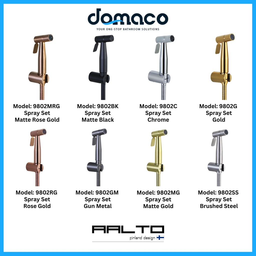 AALTO 9802 Bidet Spray Set (Matte Black, Chrome, Rose Gold, Matte Gold ...