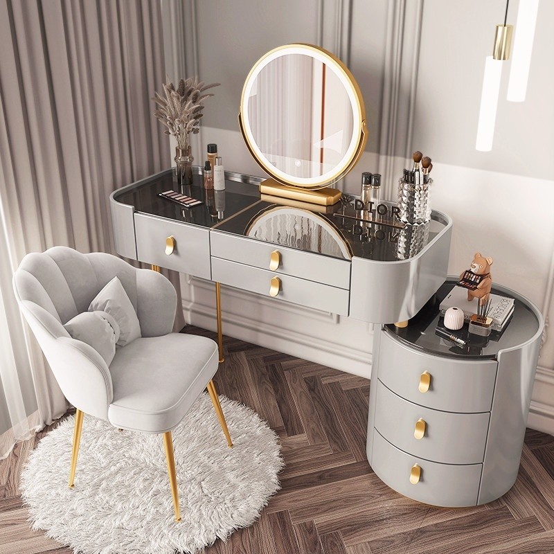 Solid Wood Dressing Table Glass Vanity Table Bedroom Modern Simple ...