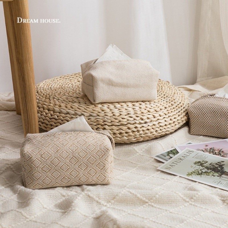 Nordic Linen Tissue Box Cover Rectangular Shaped Boxes Car Home Living ...