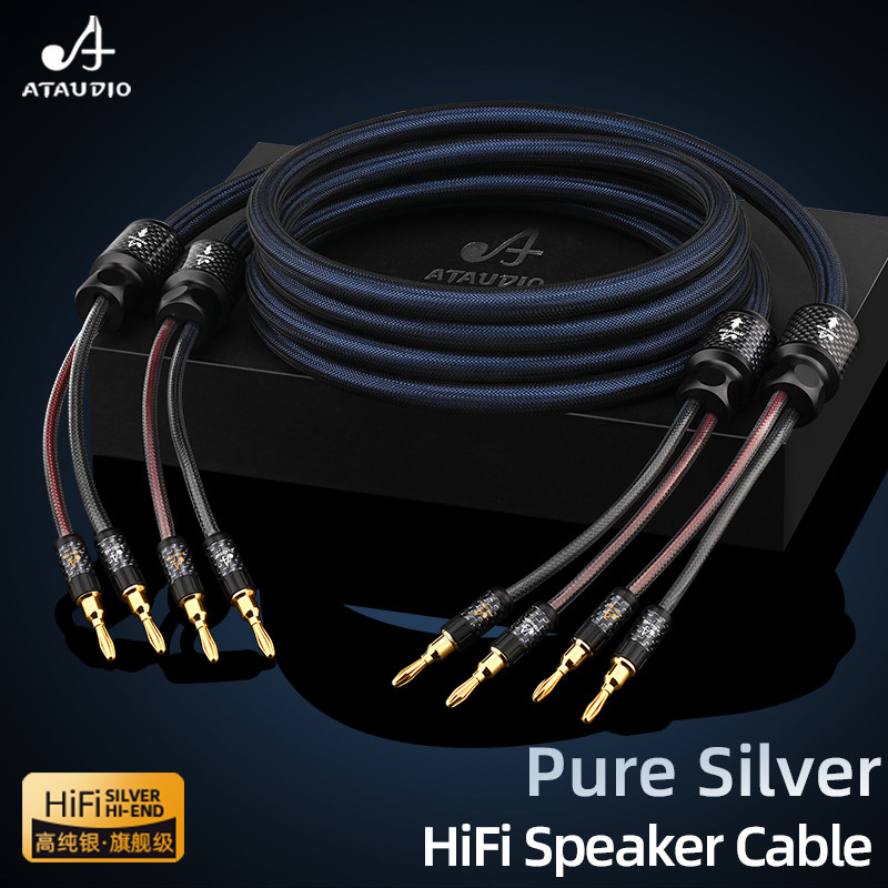 ATAUDIO Speaker Cable Hi-End HiFi Audio Cable Pure Silver Speaker Wire ...