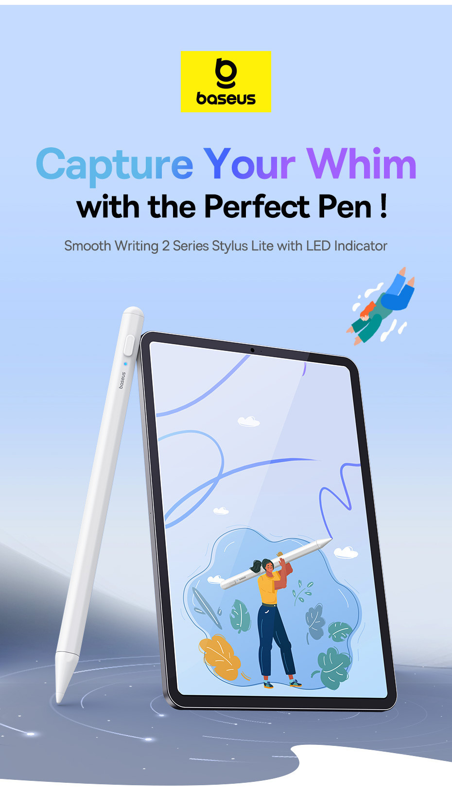 Baseus Stylus Pens Pencil 2nd Gen Palm Rejection Tablet Stylus Touch ...