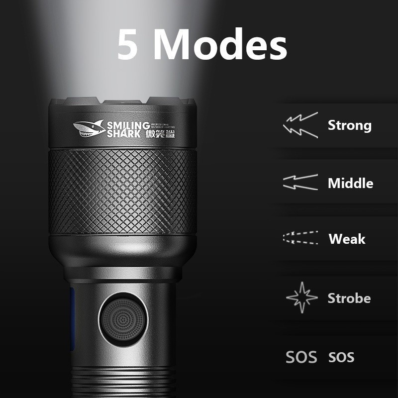 Smiling Shark SD8110 Rechargeable Torchlight M60 6000LM Super Bright ...