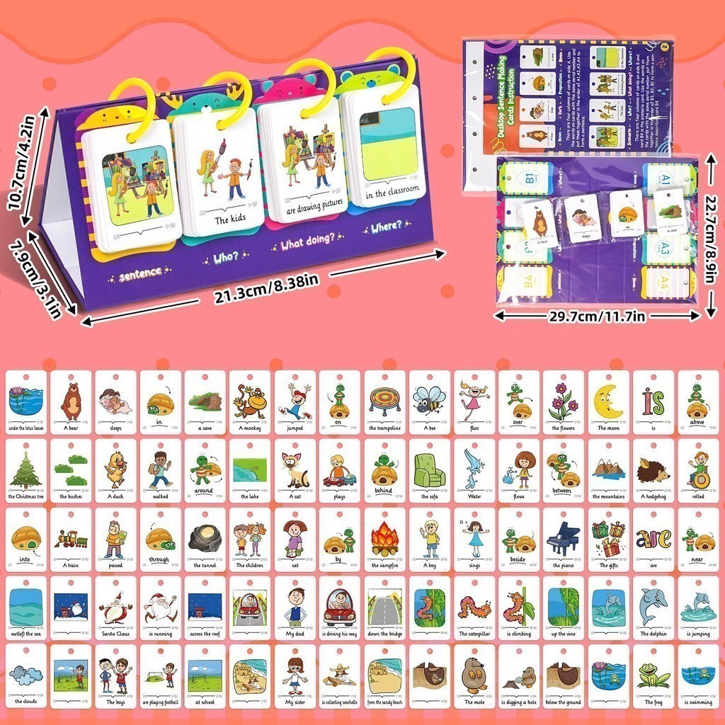 Children Learning English Words Sentence Building Flashcards Homeschool ...