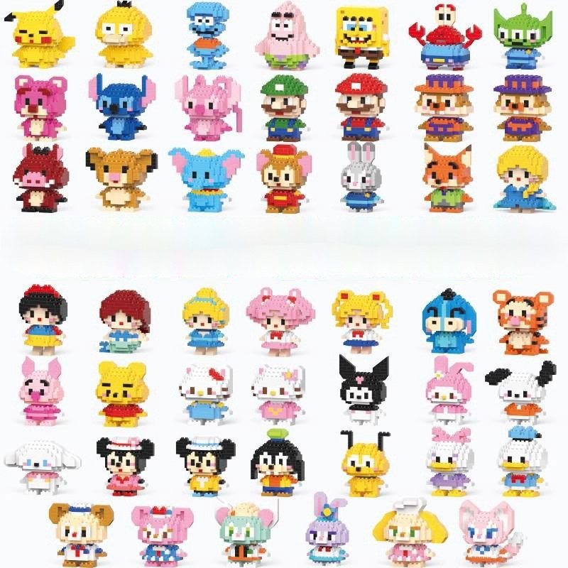 50 Style Nano Blocks Anime Building Blocks Pooh Bear Sanrio SpongeBob ...
