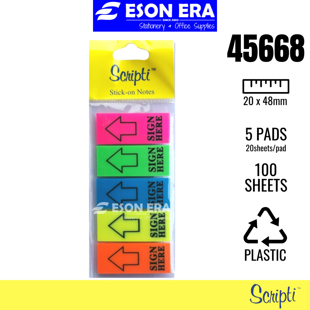 Scripti Stick-on Notes "SIGN HERE" 45668 Stiker Tanda | Shopee Singapore