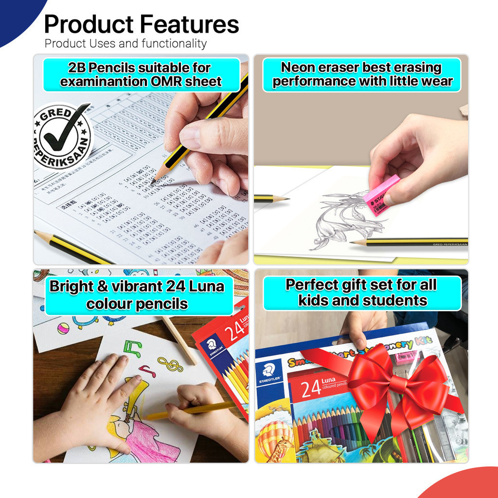 Staedtler Smart Start Stationery Kit Colour Pencil 2B Writing ...