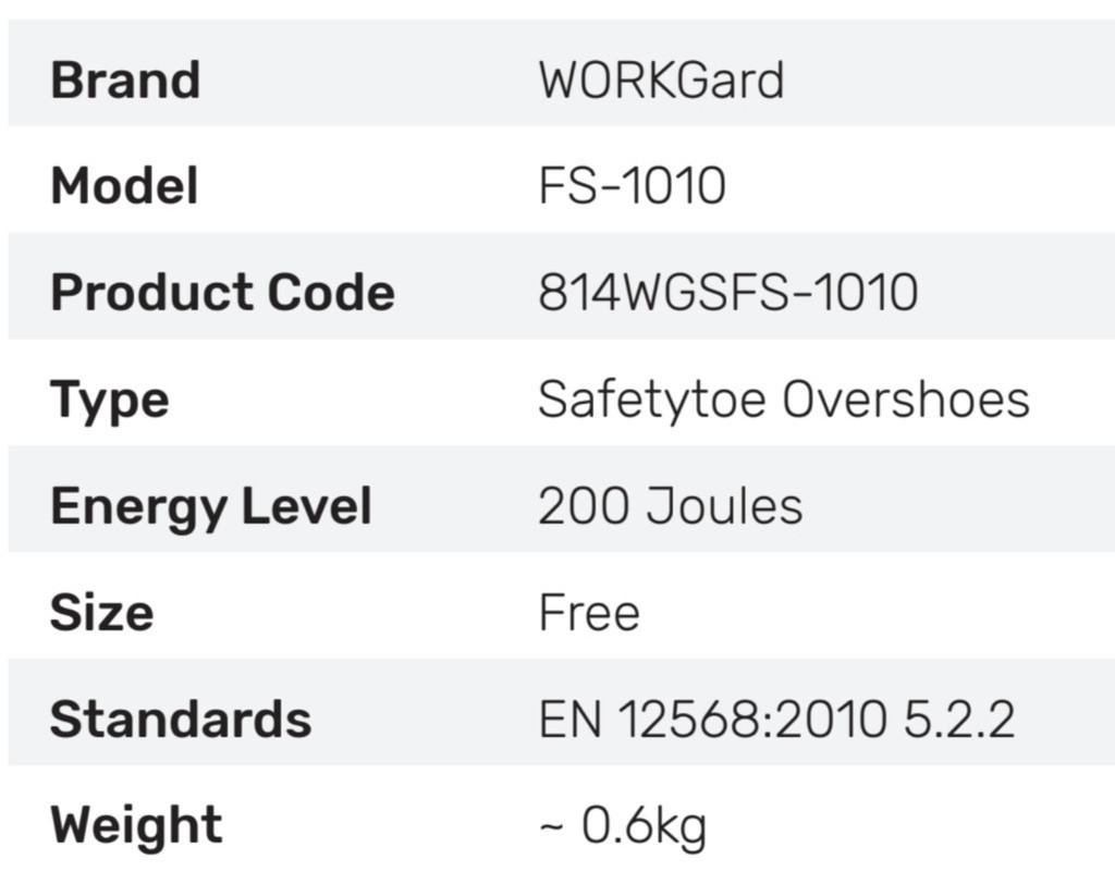 WORKGard FS-1010 Universal Safetytoe Overshoes Steel Toe Cap Adjustable ...