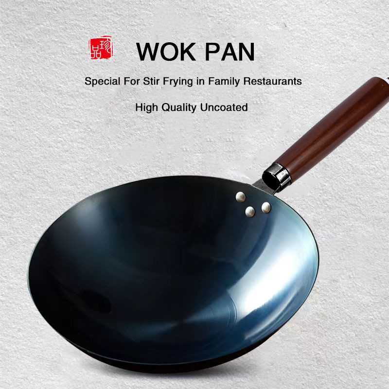 Kawali Wok Non Stick Black Heavy Duty Carbon Steel Wok 32/34/36cm | Shopee Singapore