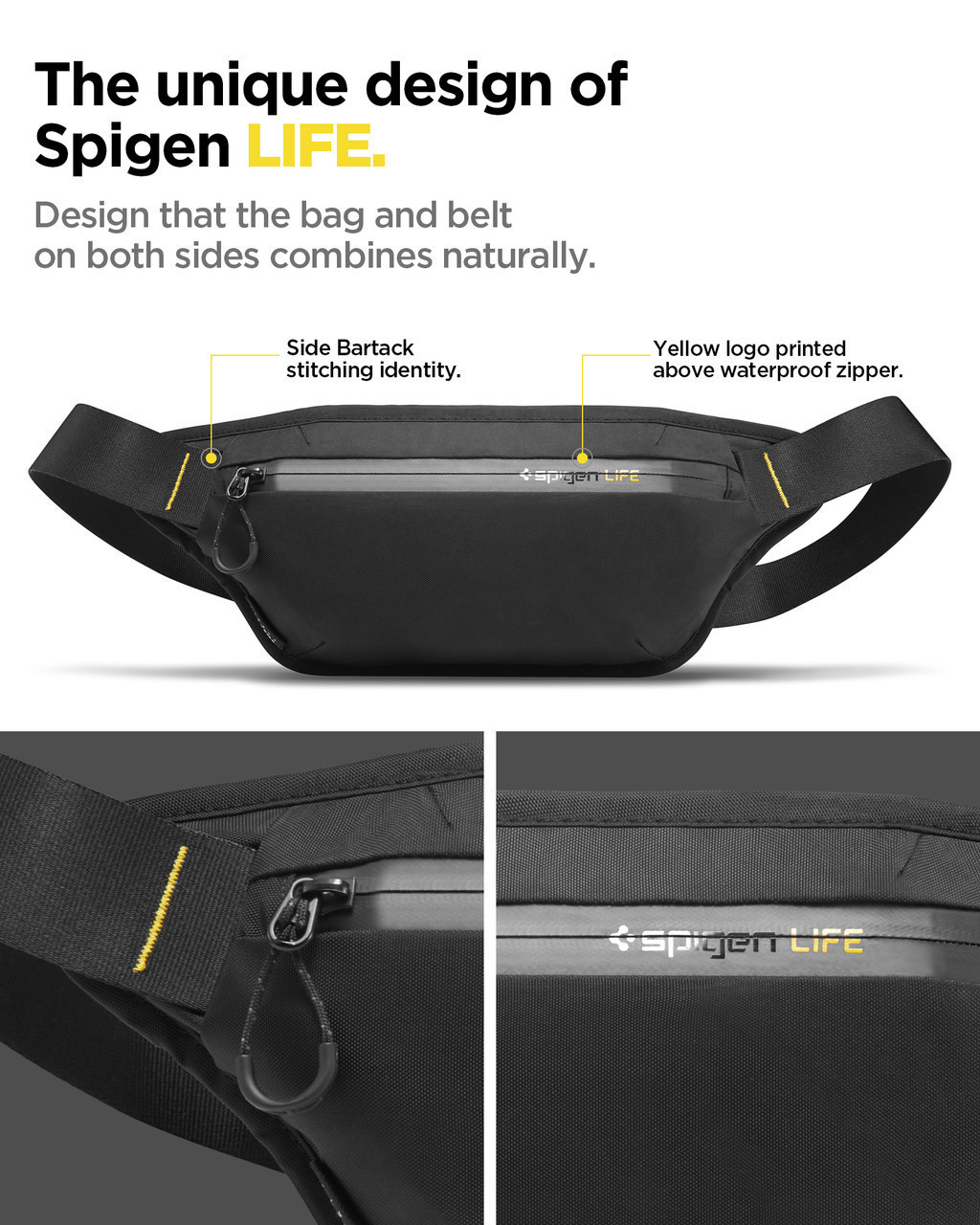 Spigen Klasden KD411 Waist Bag RFID Blocking Running Bag Water ...