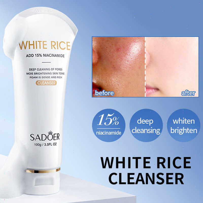 ROREC SADOER White Rice Nicotinamide Brightening Cleanser Deep Cleaning Of Pores Foam Is Dense ...