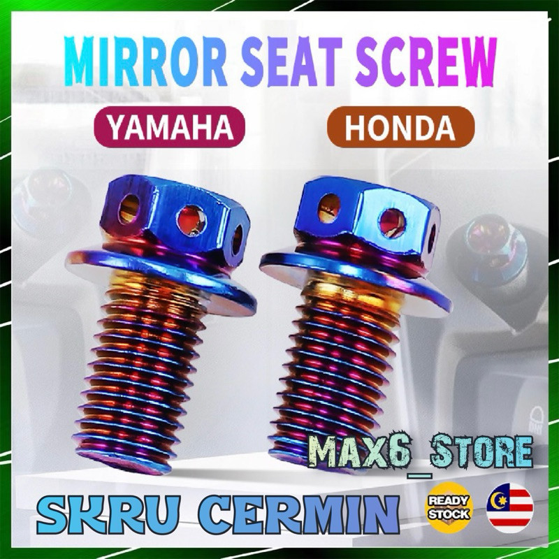 2PCS SIDE MIRROR SCREW MIROR TITANIUM YAMAHA LC Y15 NVX NMAX EGO HONDA ...