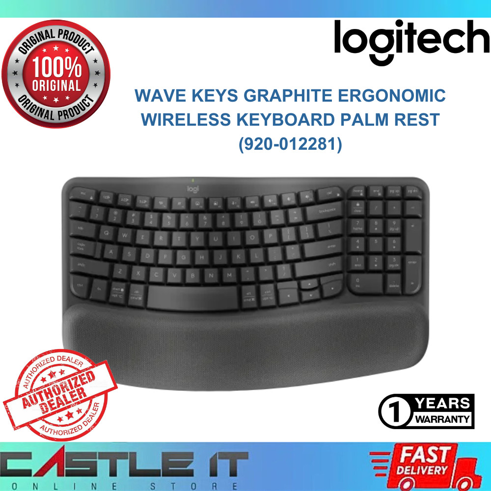 Logitech WAVE KEYS GRAPHITE Ergonomic Wireless Keyboard Palm Rest (920 ... Logitech WAVE KEYS GRAPHITE Ergonomic Wireless Keyboard Palm Rest (920 ...