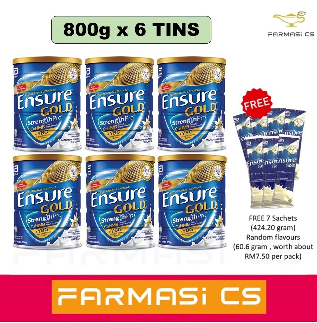 Abbott Ensure Gold Vanilla 800g x 6 tins FREE 7 Sachets EXP:06/2025 ...