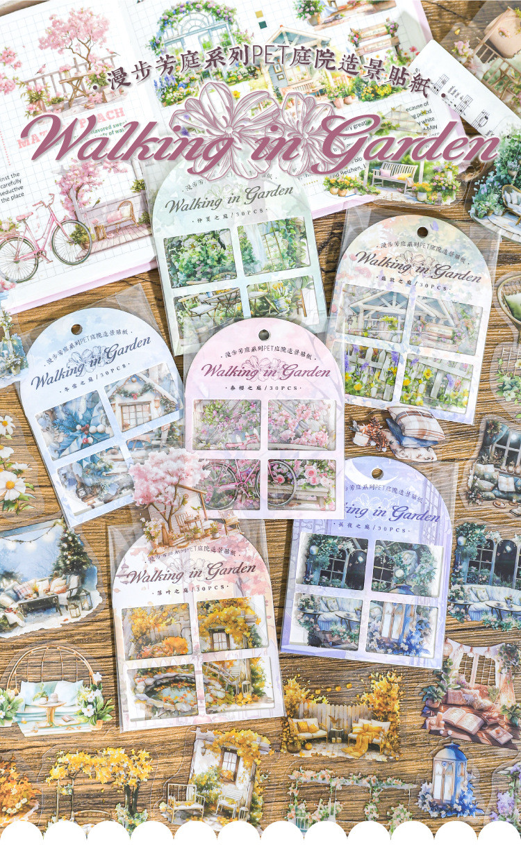 30 Pcs Garden Window Themed Stickers Set Waterproof Stickers Decals ...
