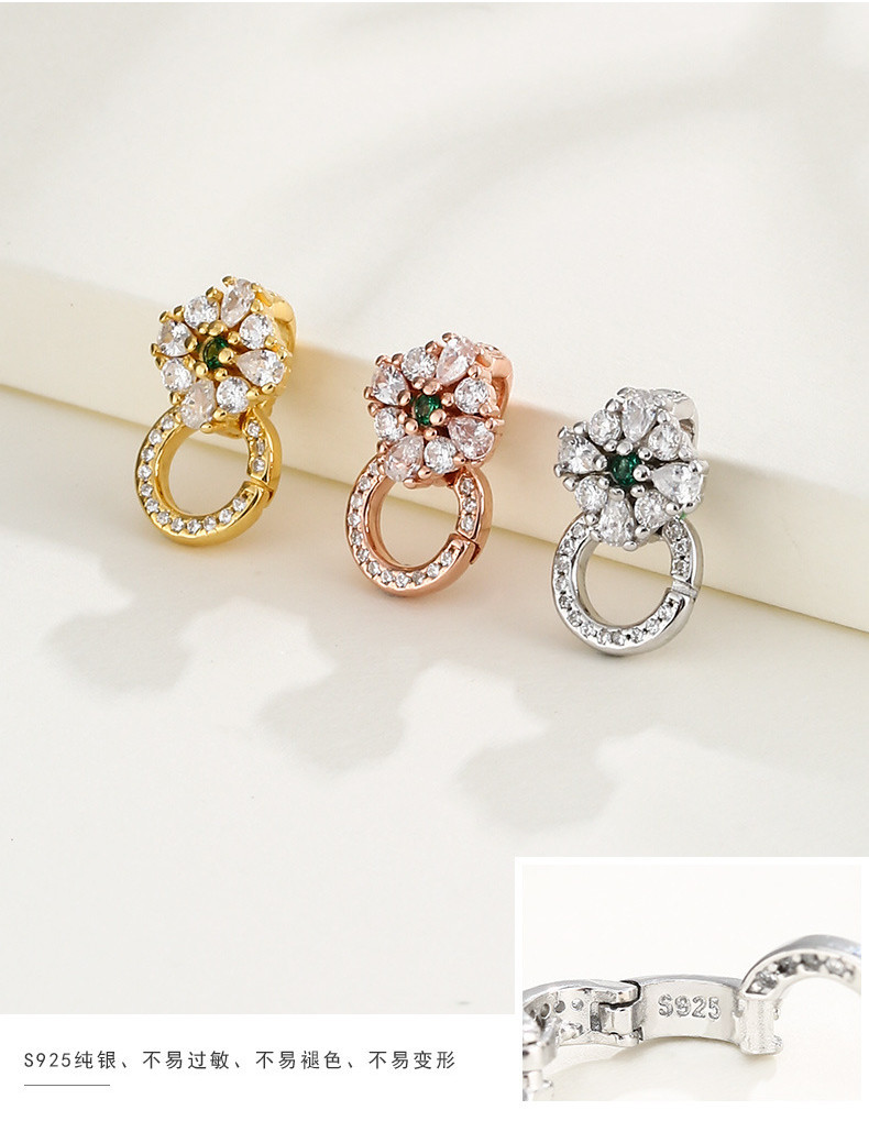 925 Sterling Silver Universal Buckle Double Ring Buckle Pearl ...