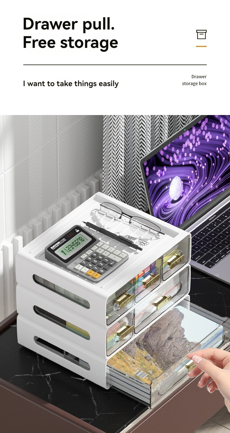 Desktop Storage Box Tidy Box Multi-layer Stackable Drawer-style ...