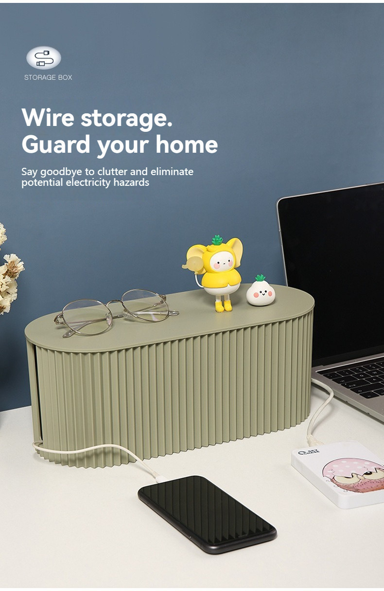 Cable Organizer Box Power Strip Storage Wire Management Box Desk Cord ...