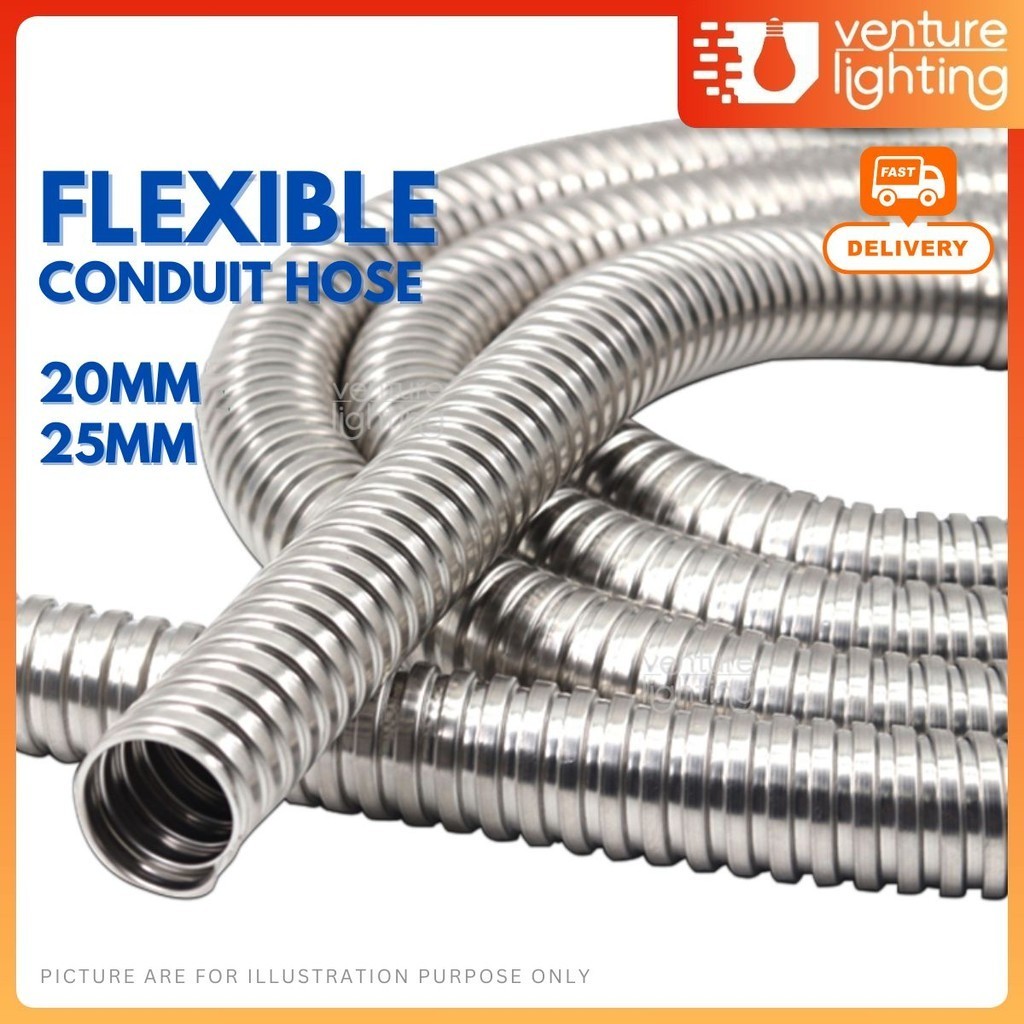 [1ROLL] 20mm / 25mm Conduit Flexible Hose GI Steel Pipe Flexible Metal ...