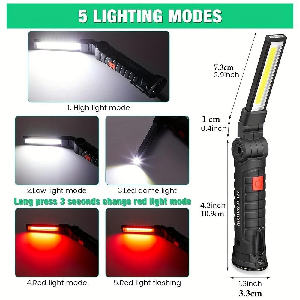 360° Rotate Flashlight Rechargeable LED Work Lights Grill Light with ...