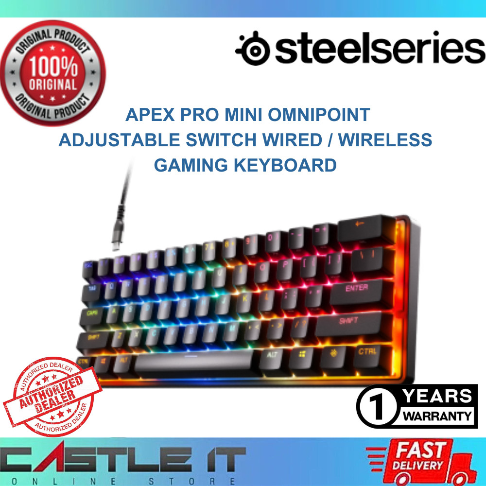 Steelseries APEX PRO MINI Omnipoint Adjustable Switch Gaming Keyboard ...