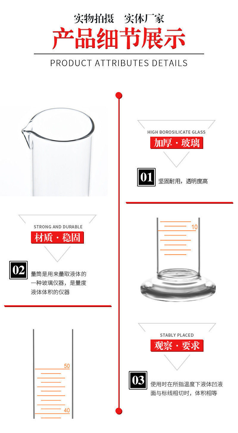 Glass Cylinder 5ml 10ml Small Scale Measuring Cup Straight Measuring ...