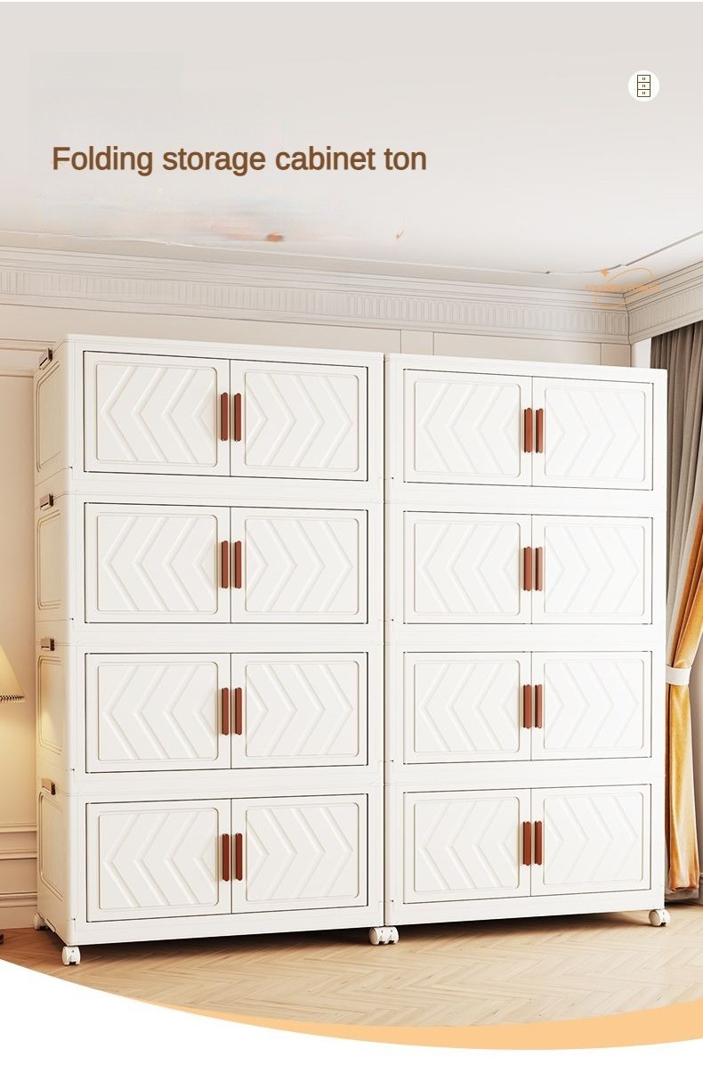 Foldable Storage Cabinet with Wheels 4-Layer Floor Storage Box Snacks ...